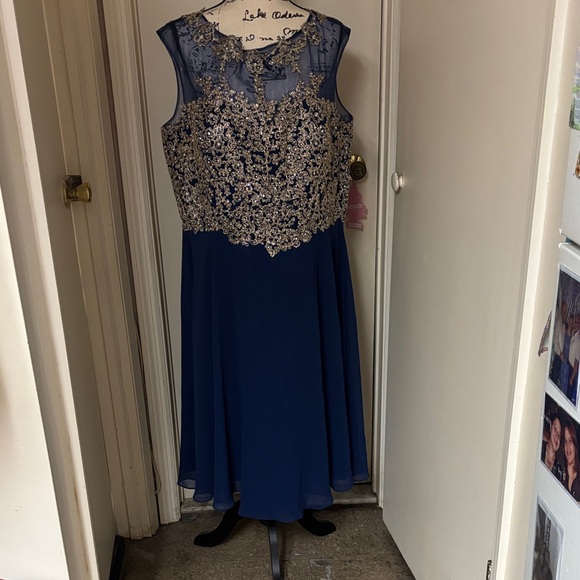 Annabelle | Dresses | Elegant Blue Lace Overlay Dress | Poshmark